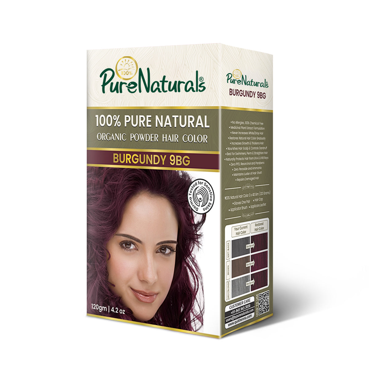 byPureNaturals 100% Organic Pure Natural Powder Hair Colour-120 Gm- 9BG ...